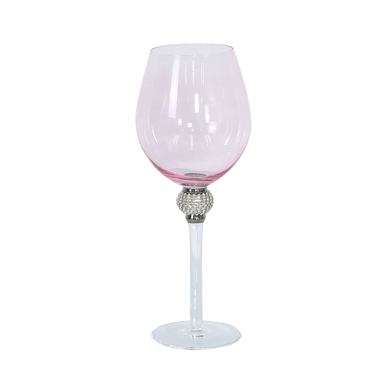 Milano Red Wine Glass Pink Glass Diamante Ball – XShowhome